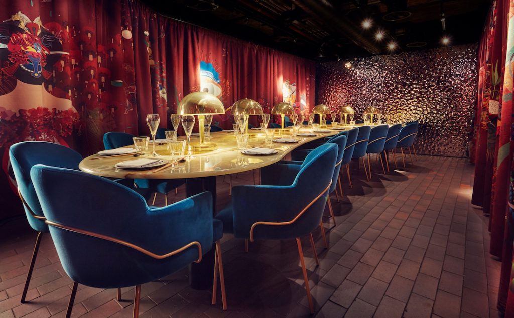 Black Roe Restaurant Custom Track Curtain System - Posner Interiors